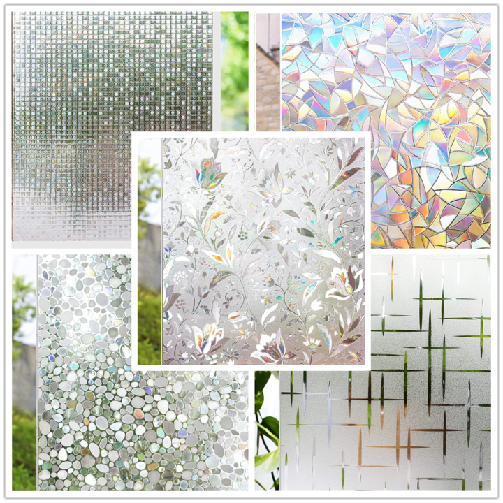 Window Privacy Film Decorative 3D Window Decals Static Stickers Rainbow ...