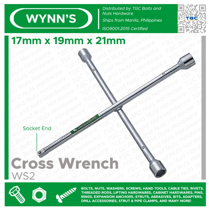 Wynns Cross Wrench ( 17 mm - 19 mm - 21 mm - 1/2 inch Socket end ) TGC ...
