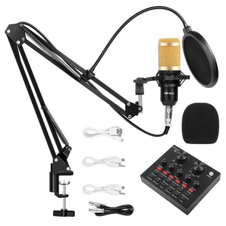 100% Original Meet BM-800 Condenser Microphone Kit With V8 Multifunctional Live Sound Card ...