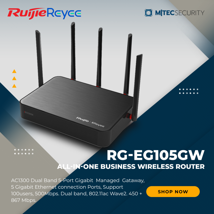 Ruijie Reyee RG-EG105GW Integrated Switch AC1300 WIFI 5 AP Portal, and Router 802.11ac Wave2 ...