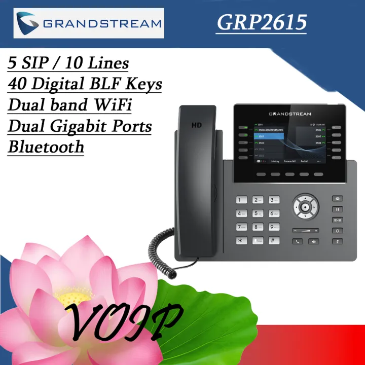 Grandstream GRP2615 - 10 Lines, 5 SIP Sccounts, 4.3 in scrn, PoE, WiFi, with PSU | Lazada PH