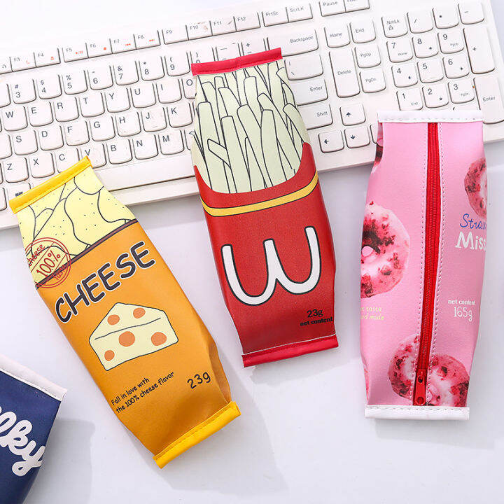 PU Pencil Case reative Snack Popcorn Cheese Pen Bag Stationery Storage ...