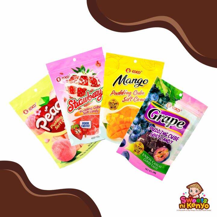 Coco Mango | Peach | Grapes | Strawberry Pudding Gummies | 200g | Lazada PH