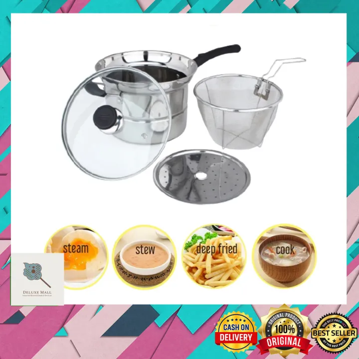 Multifunction Pot 3 in 1 Stainless Steam and Deep Frying Cooking Pot ...