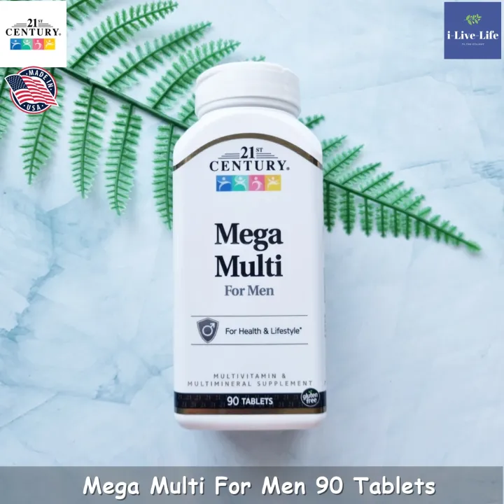 วิตามินและแร่ธาตุรวม สำหรับผู้ชาย Mega Multi For Men 90 Tablets - 21st ...