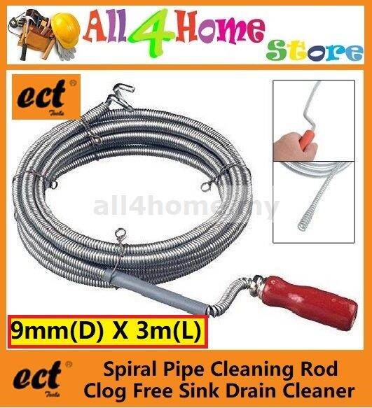 9mm X 3m ECT Spiral Pipe Cleaning Rod Clog Free Sink Drain Cleaner | Lazada