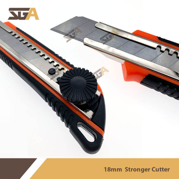 SENSUI UTILITY STRONGER RUBBER GRIP CUTTER WIDER BLADE WITH AUTO LOCK 18MM BLADE | Lazada