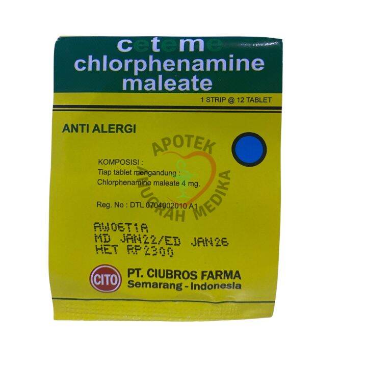 CTM CITO TAB ISI 12TAB/ OBAT ALERGI | Lazada Indonesia