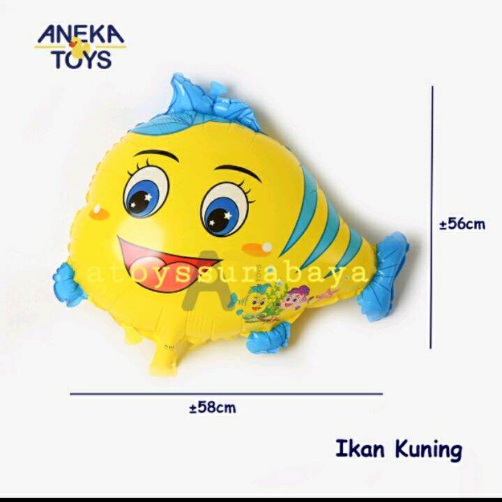 balon ikan kuning lucu ( balon terbang/gas/helium/karakter/foil ...