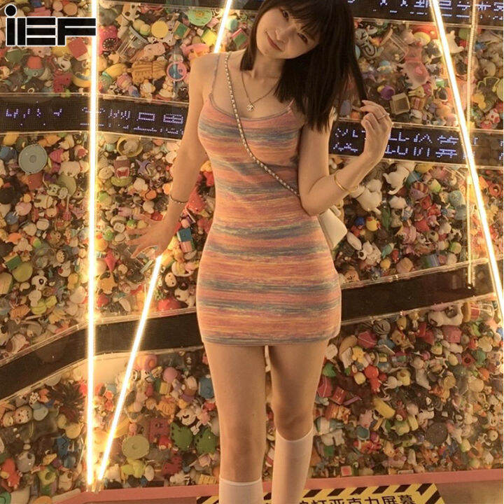 IEF กระโปรงถักแบบสลิง2023ใหม่,ชุดกระโปรงสายรัดด้านหลังเปิดสะโพกกระเป๋ากระชับ | Lazada.co.th