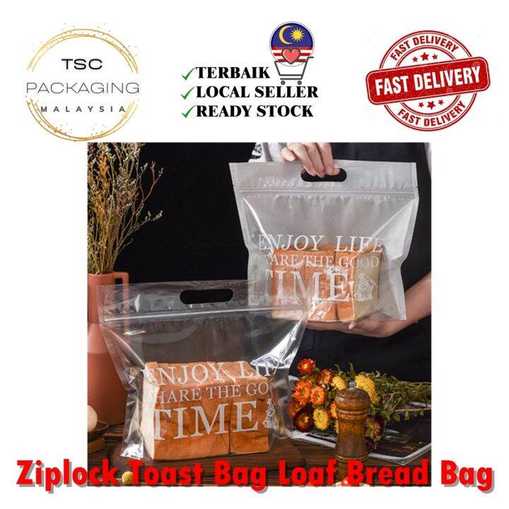 Ziplock Toast Bag 450g Loaf Bread Bag Bekas Roti Plastik Roti Pastry ...