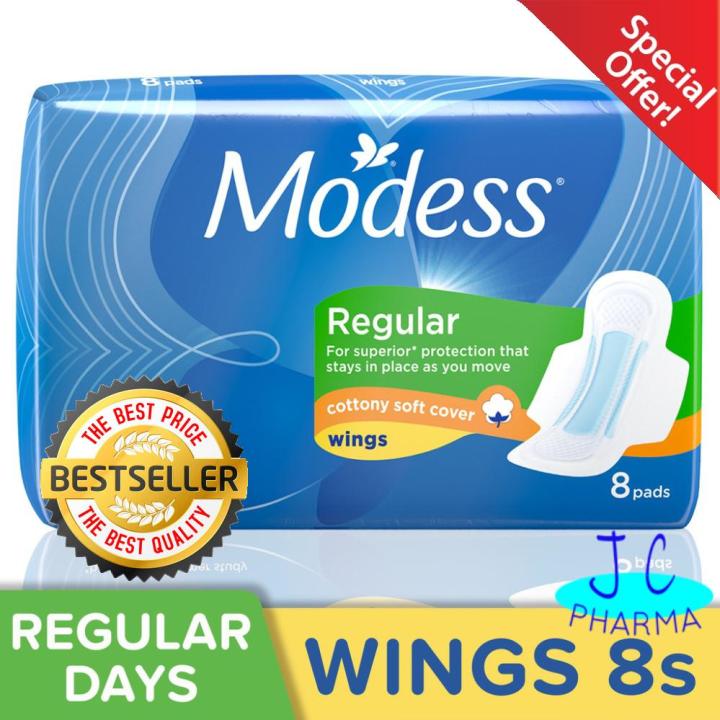 MODESS Sanitary Napkin Regular Cottony Soft Cover With Wing 8's | Lazada PH