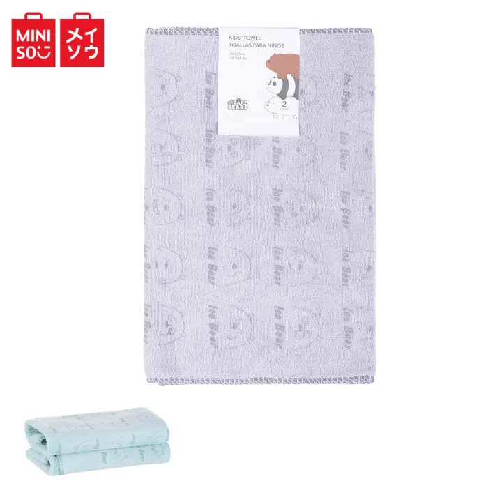 Miniso We Bare Bears- Kids' Towel 2 Pack Mint Grey | Lazada PH