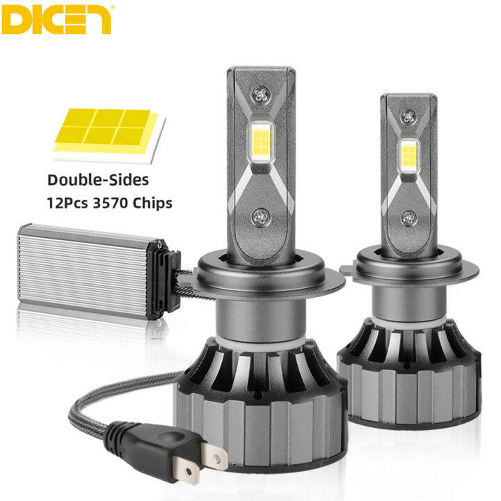 DICN 2ชิ้น H1 H4 H7 H8 H11 9005 9006 HB4 HB3 9012 CSP Led 120W 30000LM ไฟหน้ารถ Conversion ขับรถ ...