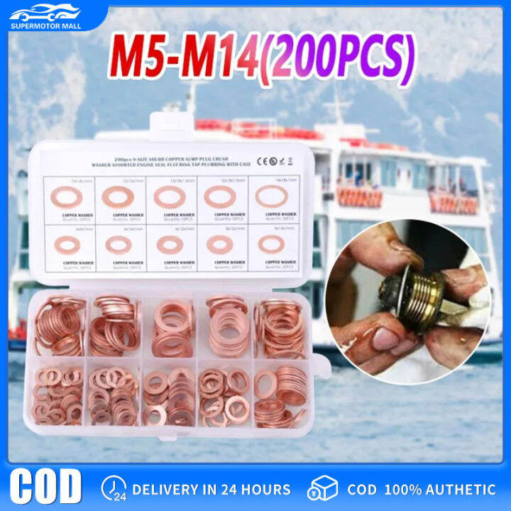 【COD/Original】200pcs/set M5-M14 Professional Assorted Copper Washer ...