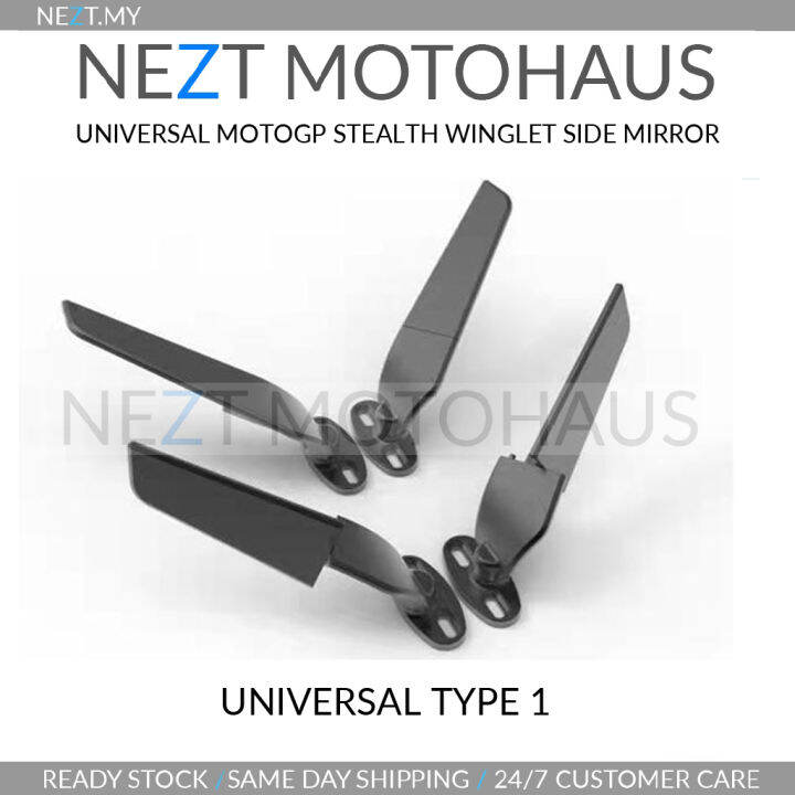 UNIVERSAL MOTOGP STEALTH CNC WINGLET SIDE MIRROR SUPERBIKE R15 R25 ...