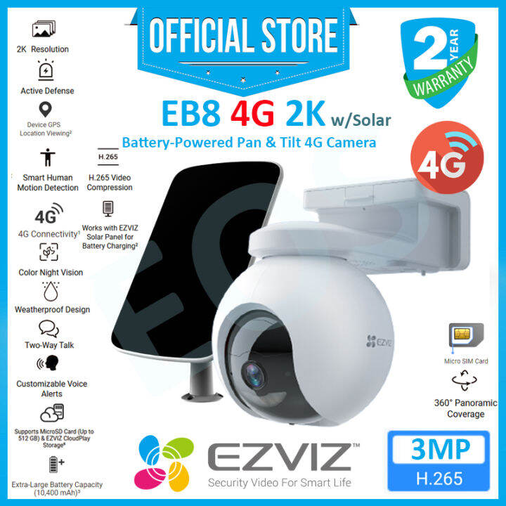EZVIZ EB8 2K 4G (3MP) Battery Powered / AI Human / Vehicle Shape ...