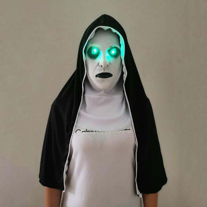 The Nun Mask Horror Mask With Scary Voice With Led light Cosplay Valak ...