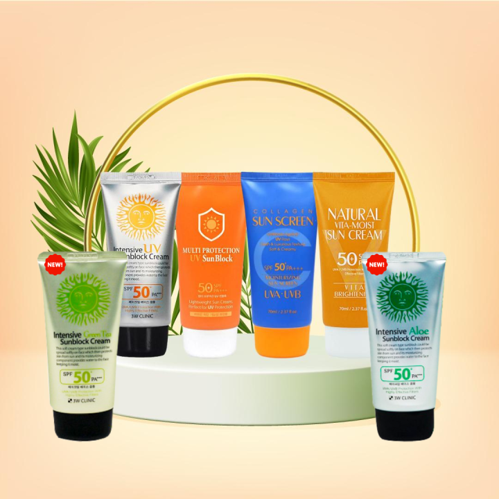 3W Clinic Intensive UV Sun Block Cream / Collagen Sunscreen / Natural ...