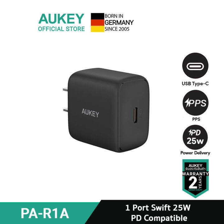 [ลดพิเศษ ] AUKEY PA-R1A หัวชาร์จเร็วไอโฟน 25W GaN หัวชาร์จ iPhone รองรับเทคโนโลยี Power Delivery ...