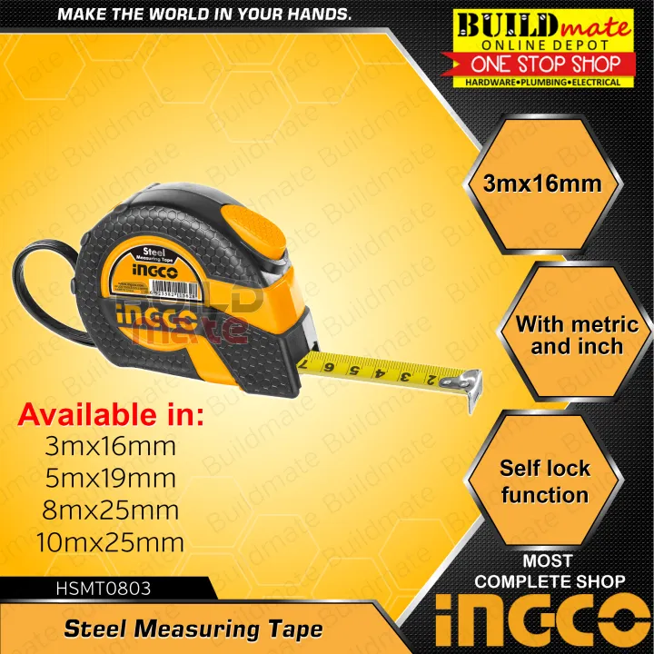 INGCO Steel Measuring Tape 3m x 16mm HSMT0803 Black IHT | Lazada PH