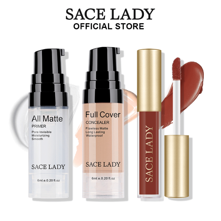 (GIFT Lipsticks）SACE LADY Poreless Primer Base + Full Cover Concealer ...