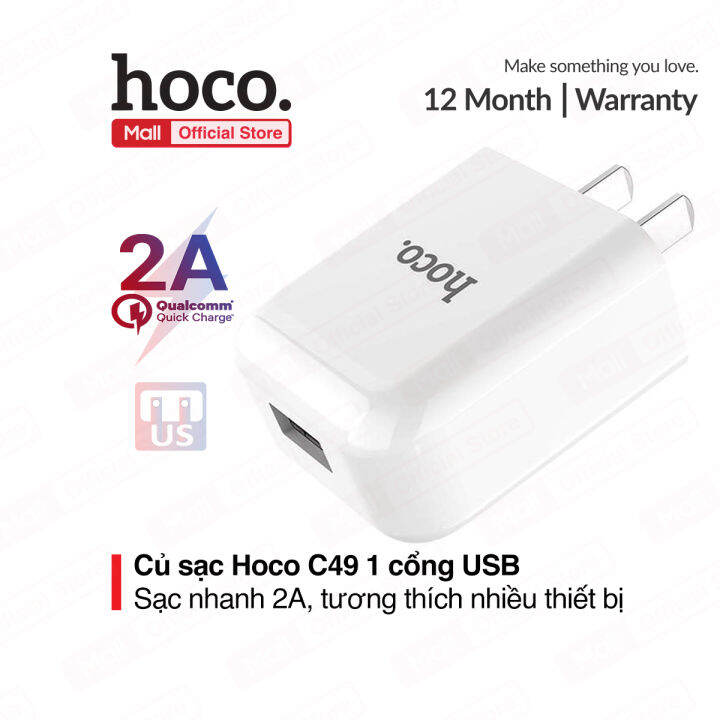 [HCM]Cốc sạc Hoco C49 hỗ trợ sạc nhanh 2.0A - Tiêu chuẩn U.S | Lazada.vn