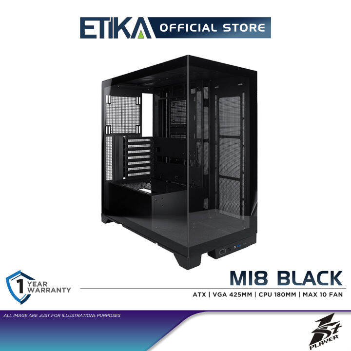 1st Player Miku Mi8 Black | Standard ATX | Double-Sided Tempered Glass ...