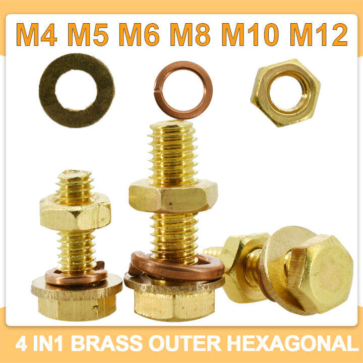 ss Hexagon Outer External Machine Bolt Metric Thread Cap Hex Copper ...