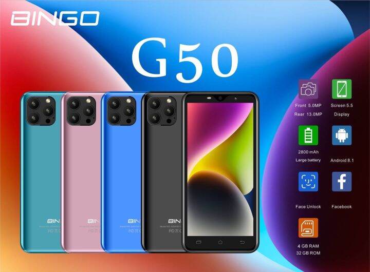 โทรศัพท์มือถือรุ่น Bingo G50 Android 8.1จอ5.5 นิ้ว 4G (4GB RAM /32GB ...