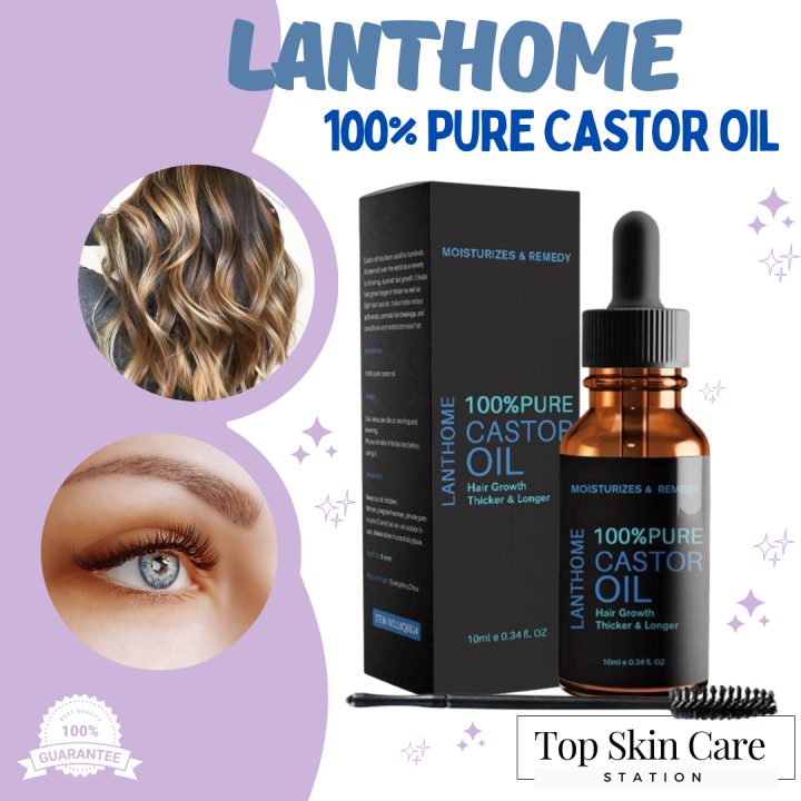 Lanthome 100% Pure Castor Oil Hair Growth Thicker & Longer 10ml ...
