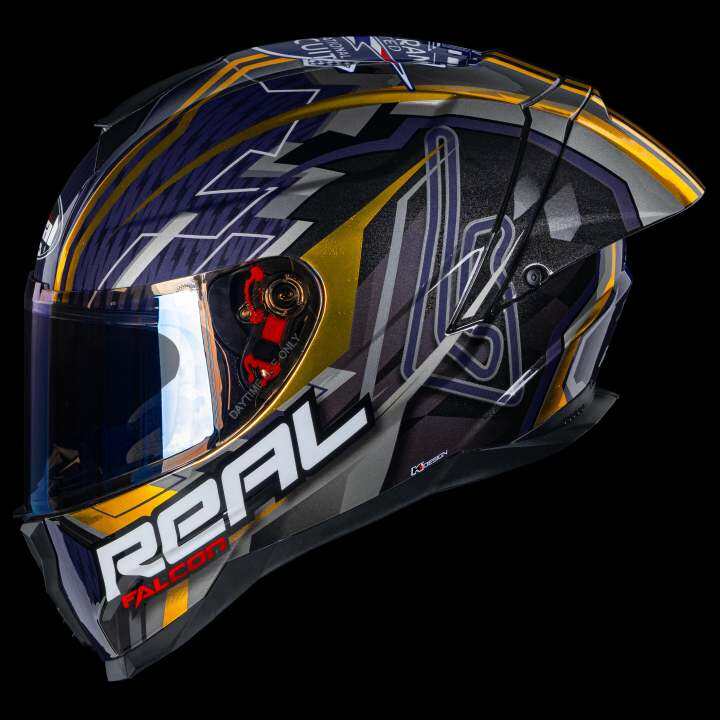 หมวกกันน็อค REAL Helmets Falcon Buriram - สีดำทอง | Lazada.co.th