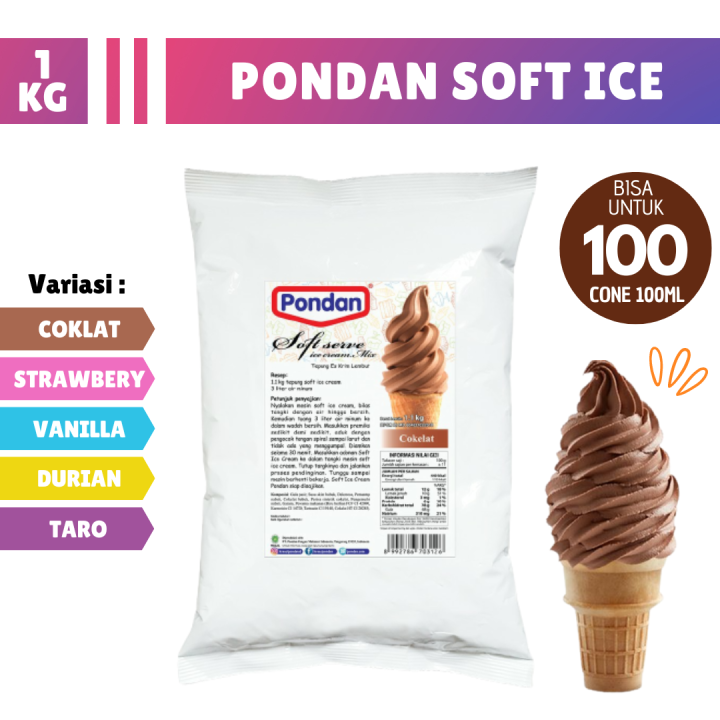 PONDAN Soft Serve Ice Cream 1Kg Powder Eskrim Pondan Premix Es Krim ...