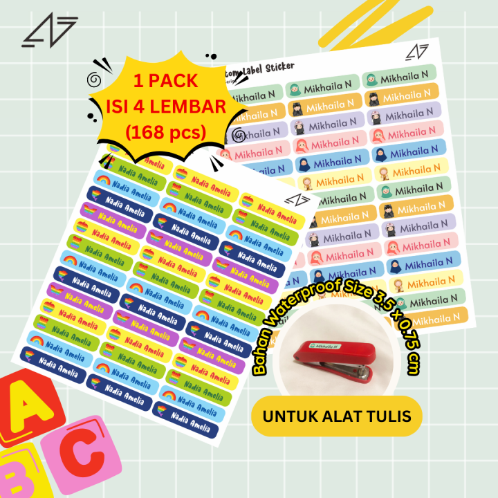 Stiker Label Custom Nama Label Alat Tulis Bahan Waterproof Vinyl ...