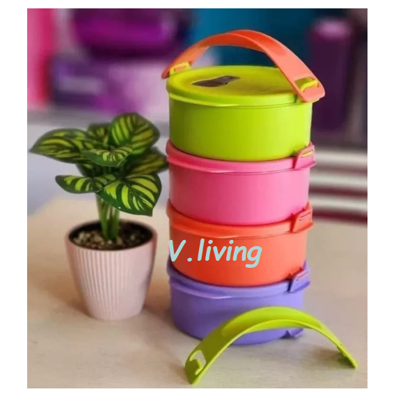 Tupperware Tup Tiffin Set/ Round Click To Go Set 550ml/ Bekas Makanan ...