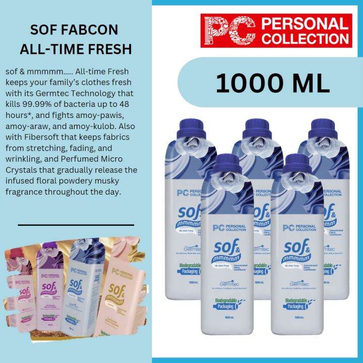 Personal Collection Sof & mmmmm Concentrated Fabric Conditioner Fabcon (All time Fresh) - 1000ml ...