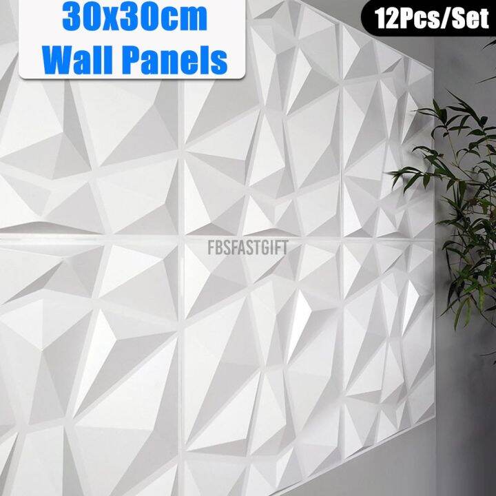 12Pcs PVC 3D Wall Panels Embossed Home Room Decal Background Decor ...