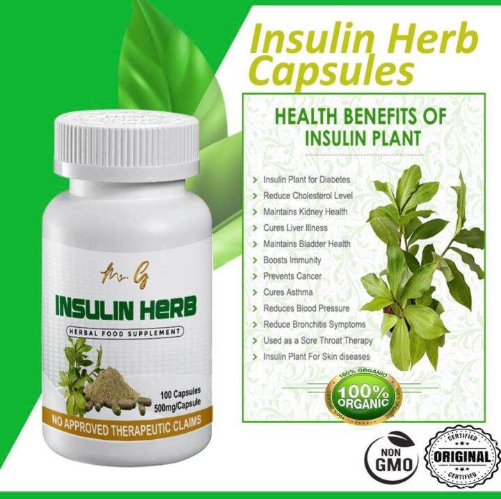 Insulin Herb Capsule - Pure Organic Insulin Anti-Diabetic Capsule 500mg ...