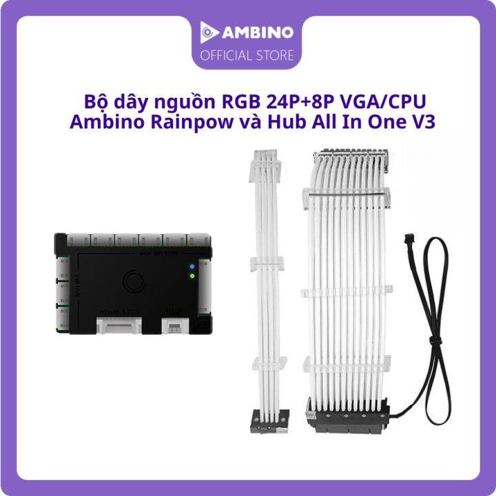 Bộ Dây Nguồn RGB 24P+8P VGA/CPU Ambino Rainpow và Hub All In One V3 ...