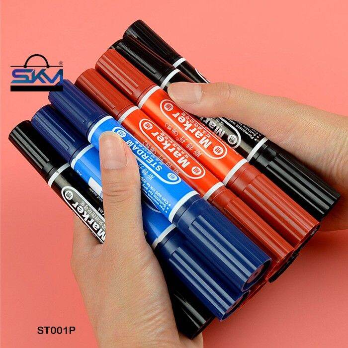 SKM Oily Double-headed Thick Thin Marker Pen ST001P | Lazada