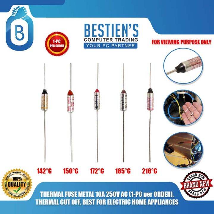 THERMAL FUSE METAL 10A 250V AC (1-PC per ORDER), THERMAL CUT OFF, BEST ...