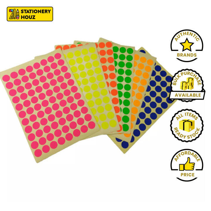 Stationery Houz 10shts Round Dot Self Adhesive Color Label Sticker ...