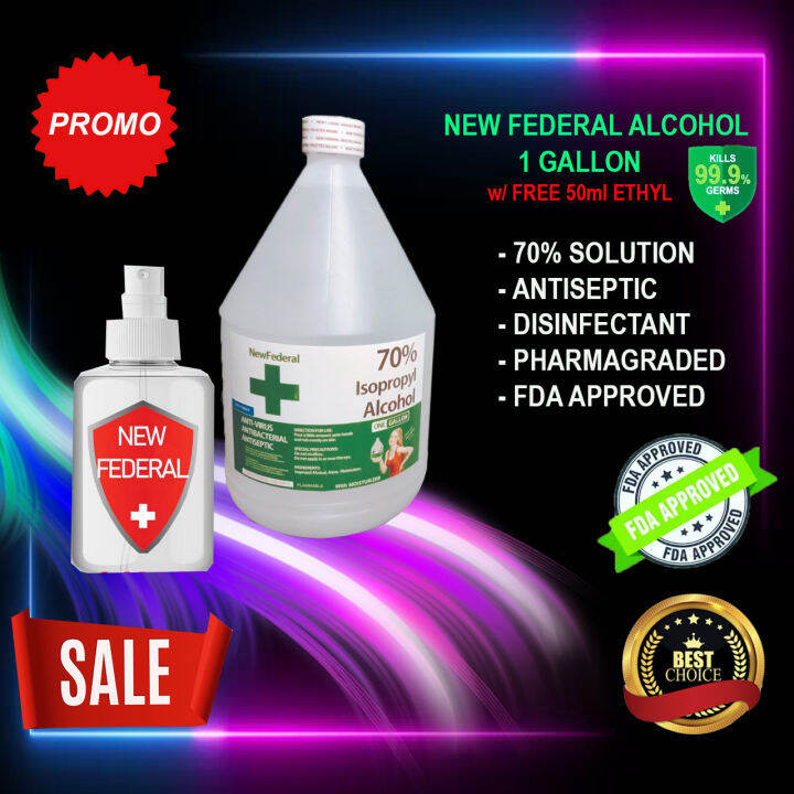 ( 1 Gallon ) ALCOHOL New Federal 70% Ethyl and Isopropyl Alcohol ( with ...
