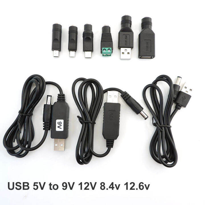 USB 5V to 9v 12v 12.6V 8.4v boost line power to DC 5.5x2.1mm male mini ...