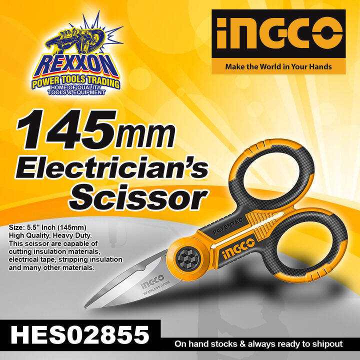 INGCO 5.5" Inches 145mm Electricians Scissors HES02855 Rexxon Power ...