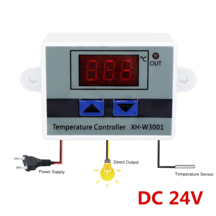 10A 12V 24V 220VAC Digital LED Temperature Controller XH-W3001 For Incubator Cooling Heating ...
