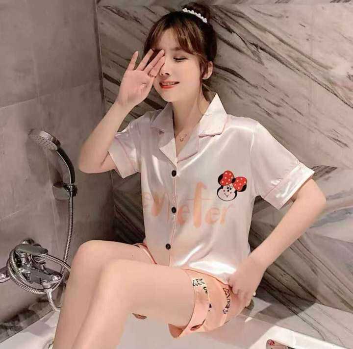 tichada 1600-เซ็คนอนหรือชุดนอนลายน่ารักๆเก๋ใส่สบายไม่ร้อน แขนสั้นขาสั้นผ้านิ่มสุดๆไม่เครืองผิว ...