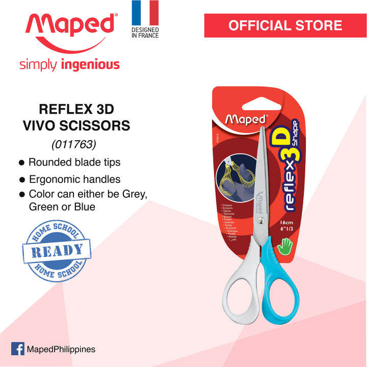 MAPED Reflex 3D Vivo Scissors | Gunting | Rounded blade tips | Ergonomic handles | 16cm ...