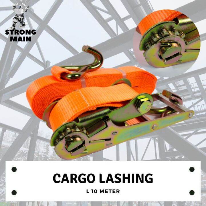 cargo lashing 10 ton- tali tie down - tali pengikat barang - rachet tie ...