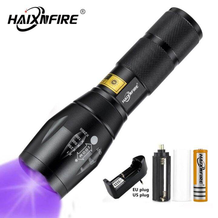 HAIXNFIRE G700 LED Zoom UV Flashlight 395nm Purple Torch Adhesive ...